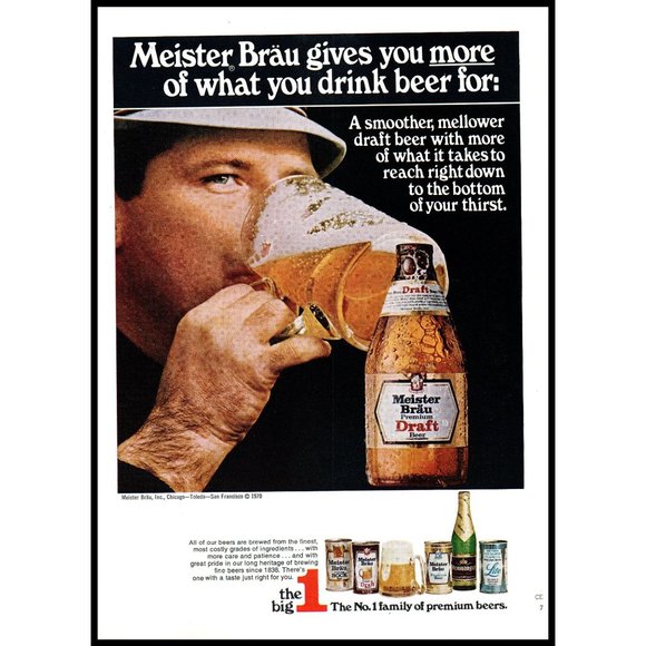 Meister Brau | Art | 97 Meister Brau Beer Vintage Print Ad Can Brown ...